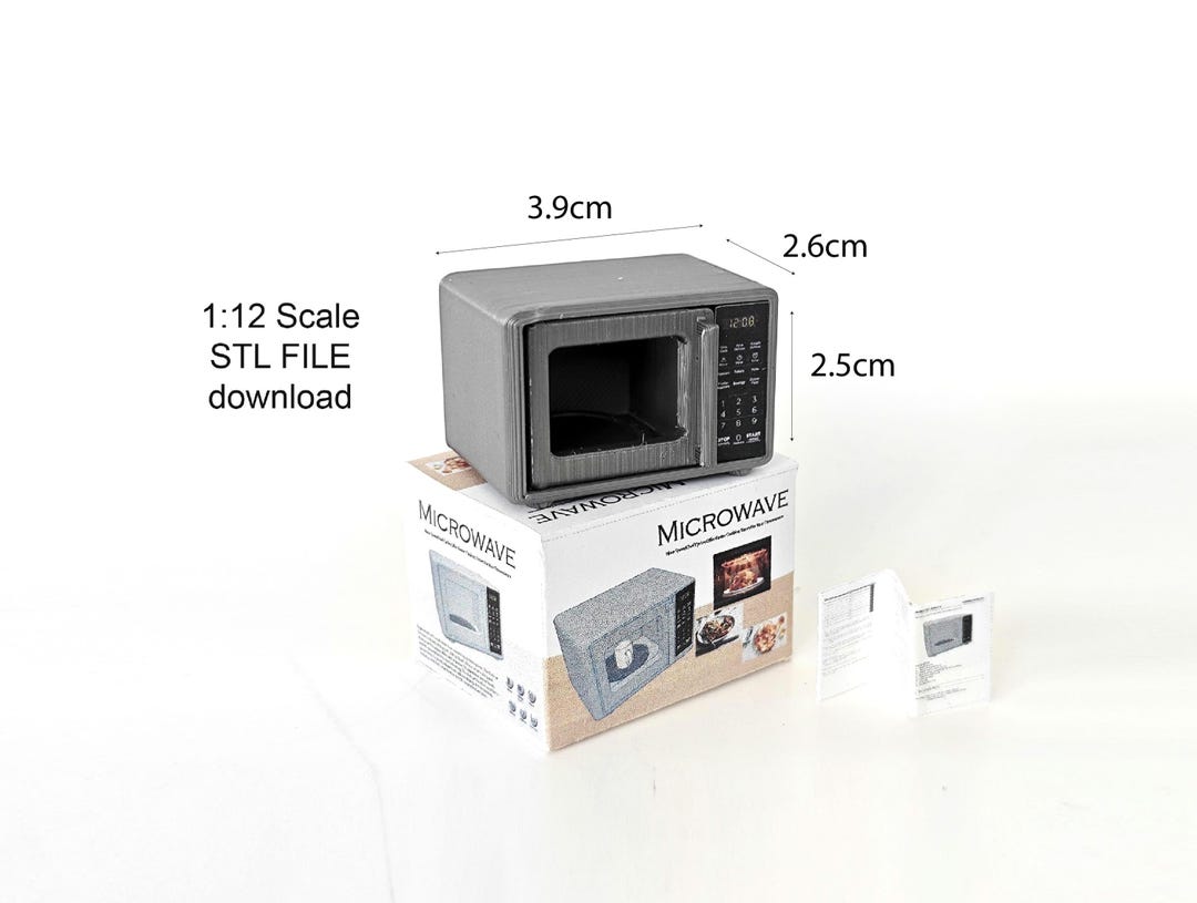 1:12 Scale Openable Miniature Microwave STL File + Box (digital ...