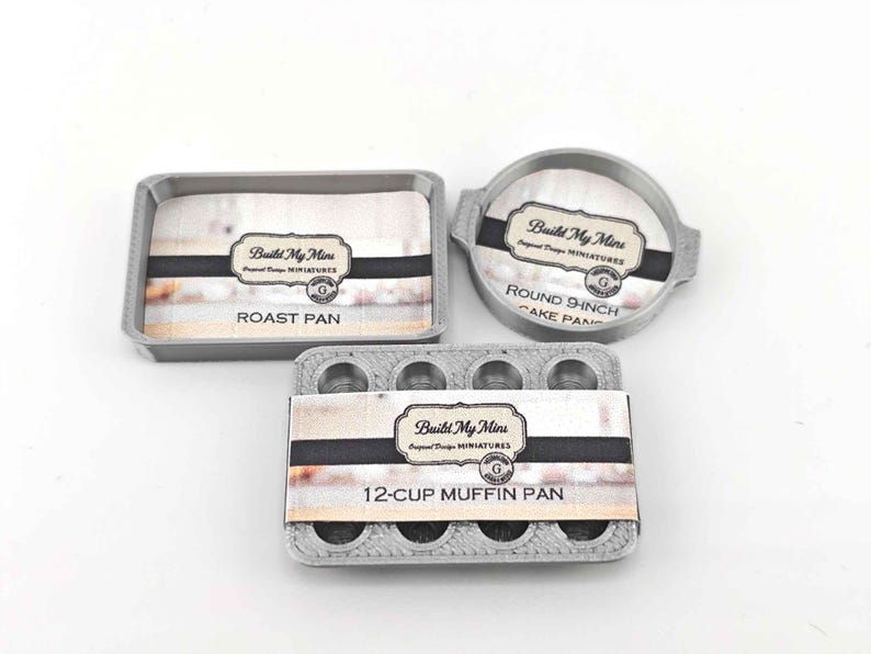 1:12 Miniature Baking Pans — STL File With Muffin, Roast, and Round ...