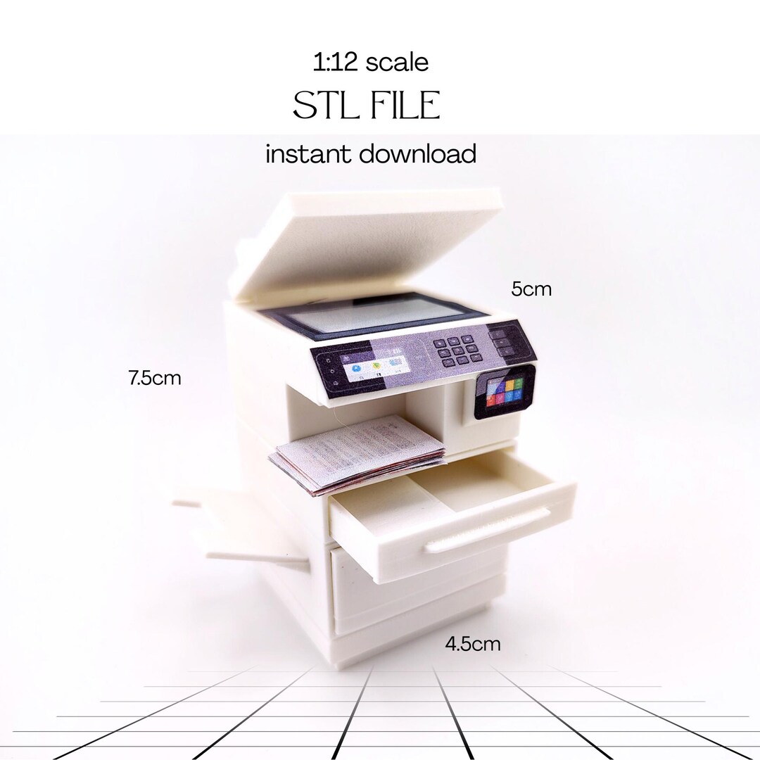 High Quality Office Printer STL File for 1:12 Dollhouse Print and ...