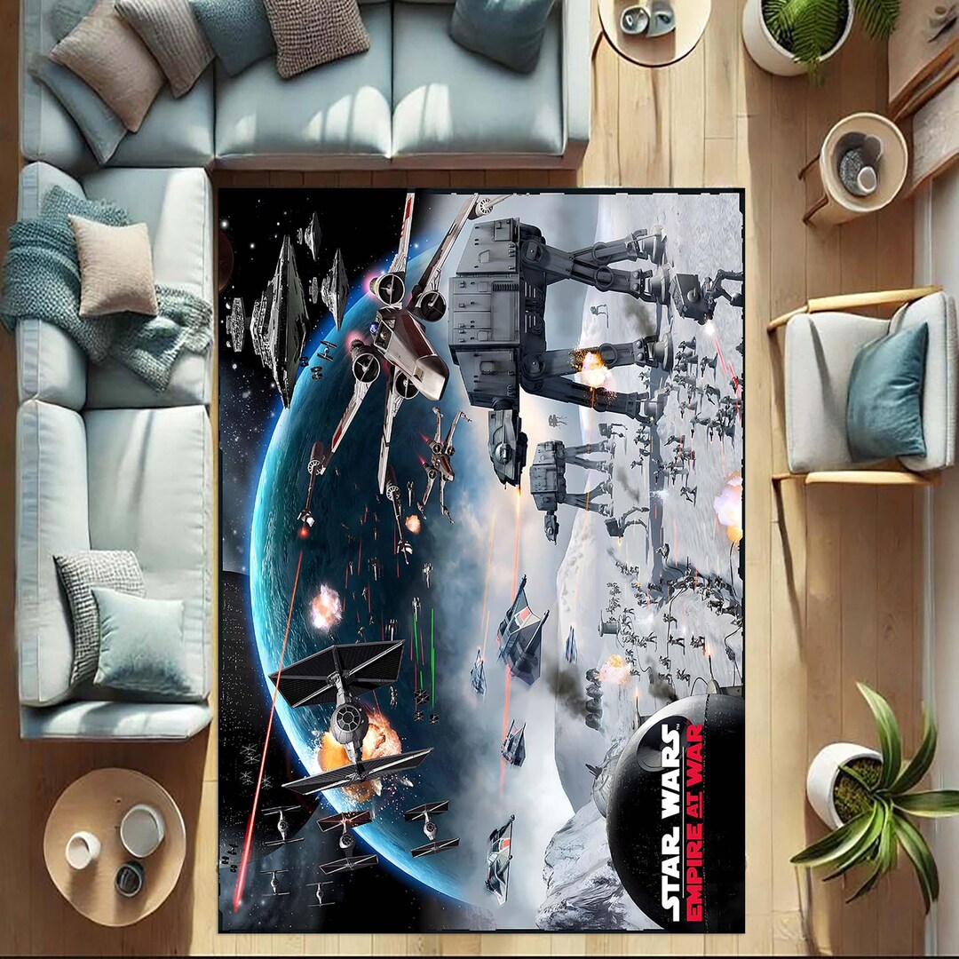 Star Wars Rug, Empire at War Decor, Sci-fi Home Decor, Battle Scene ...
