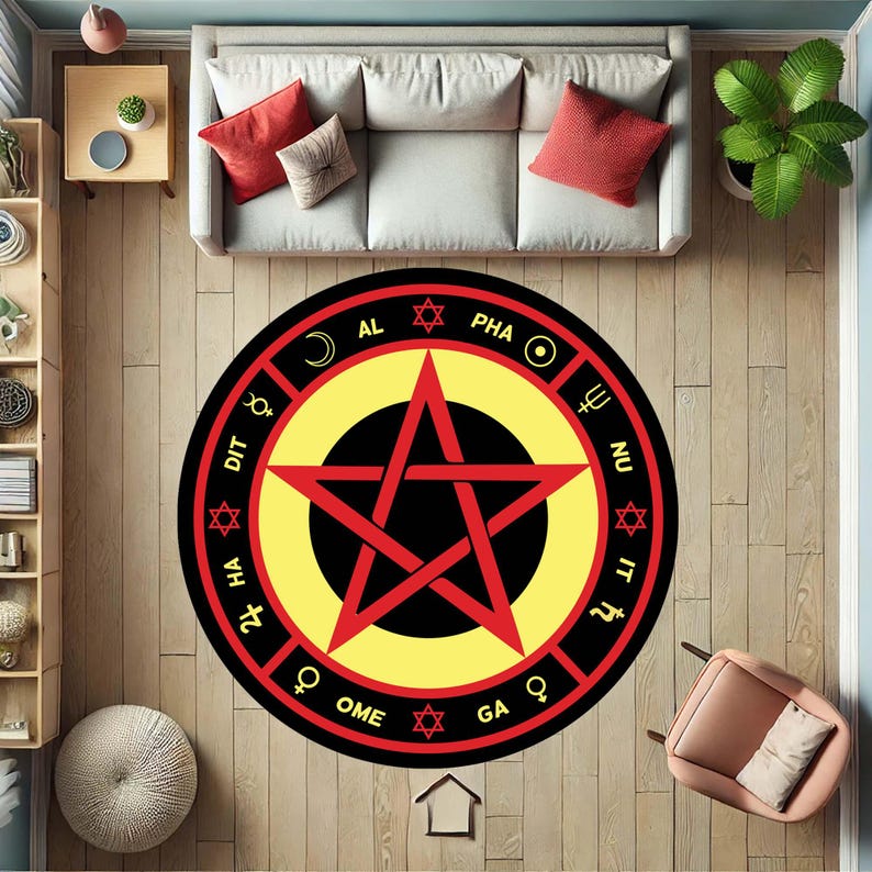 The Love Witch Rug, Occult Pentagram Rug, Witchcraft Round Carpet ...