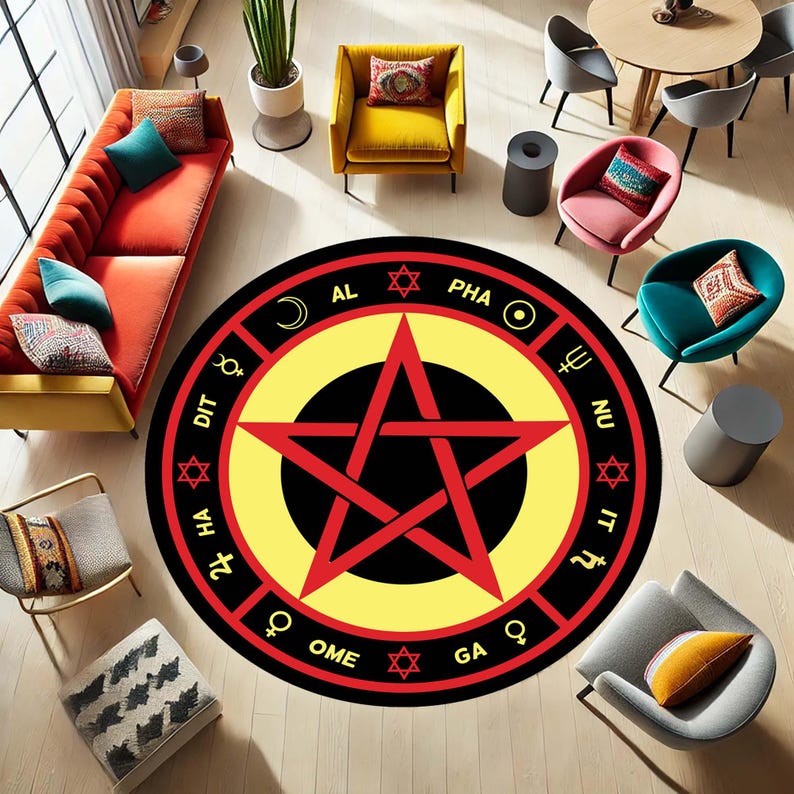 The Love Witch Rug, Occult Pentagram Rug, Witchcraft Round Carpet ...