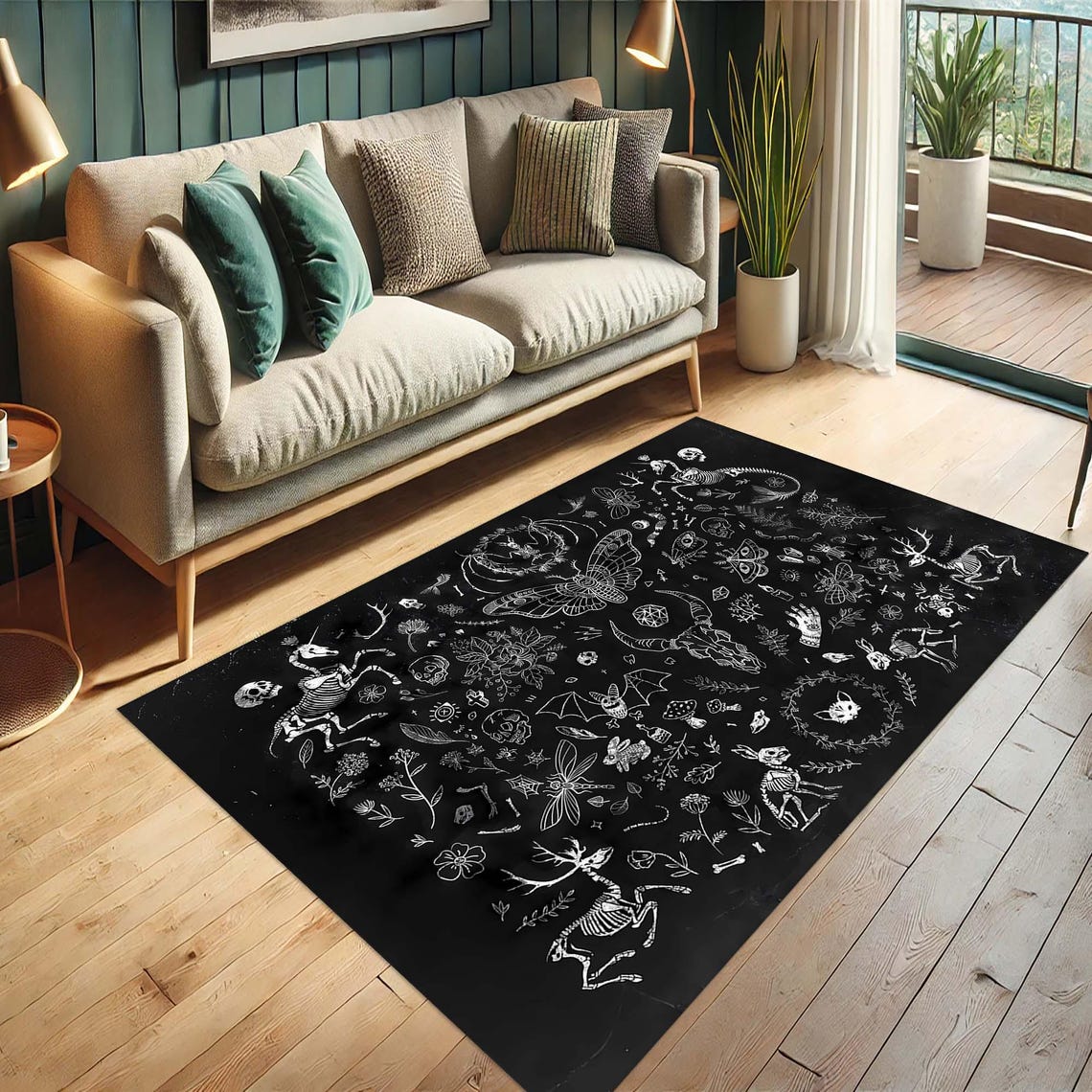 Gothic Rug, Skeleton Decor, Dark Aesthetic, Witchy Floor Mat, Occult ...
