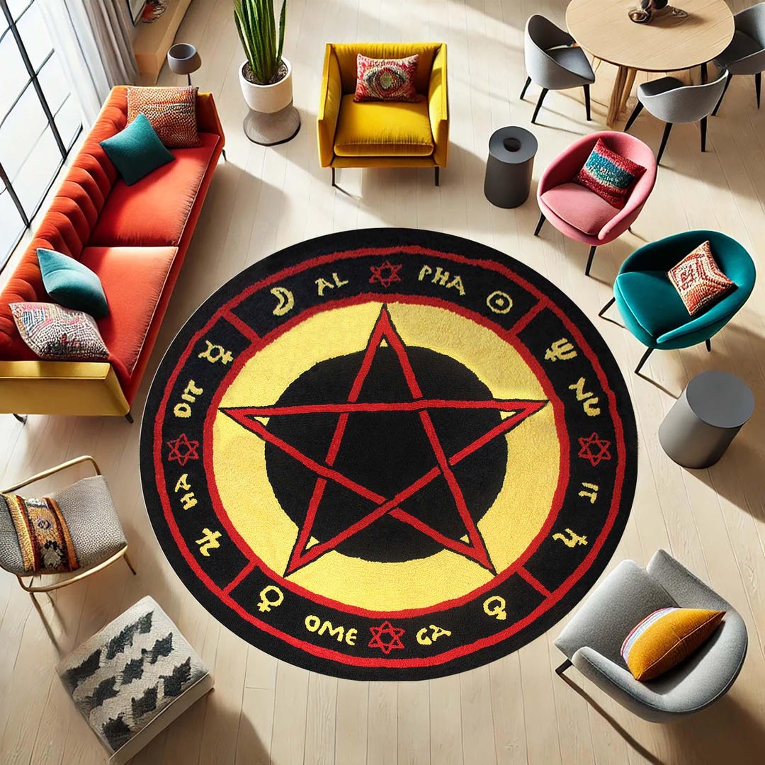 The Love Witch, Occult Pentagram Rug, Witchcraft Round Carpet, Magic ...