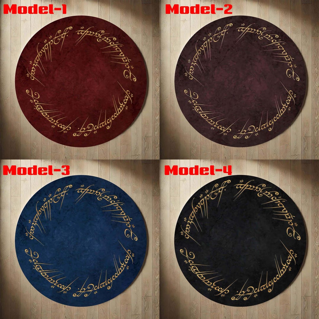 Lord of the Rings Rug, Middle Earth Decor, Fantasy Round, LOTR Elvish ...