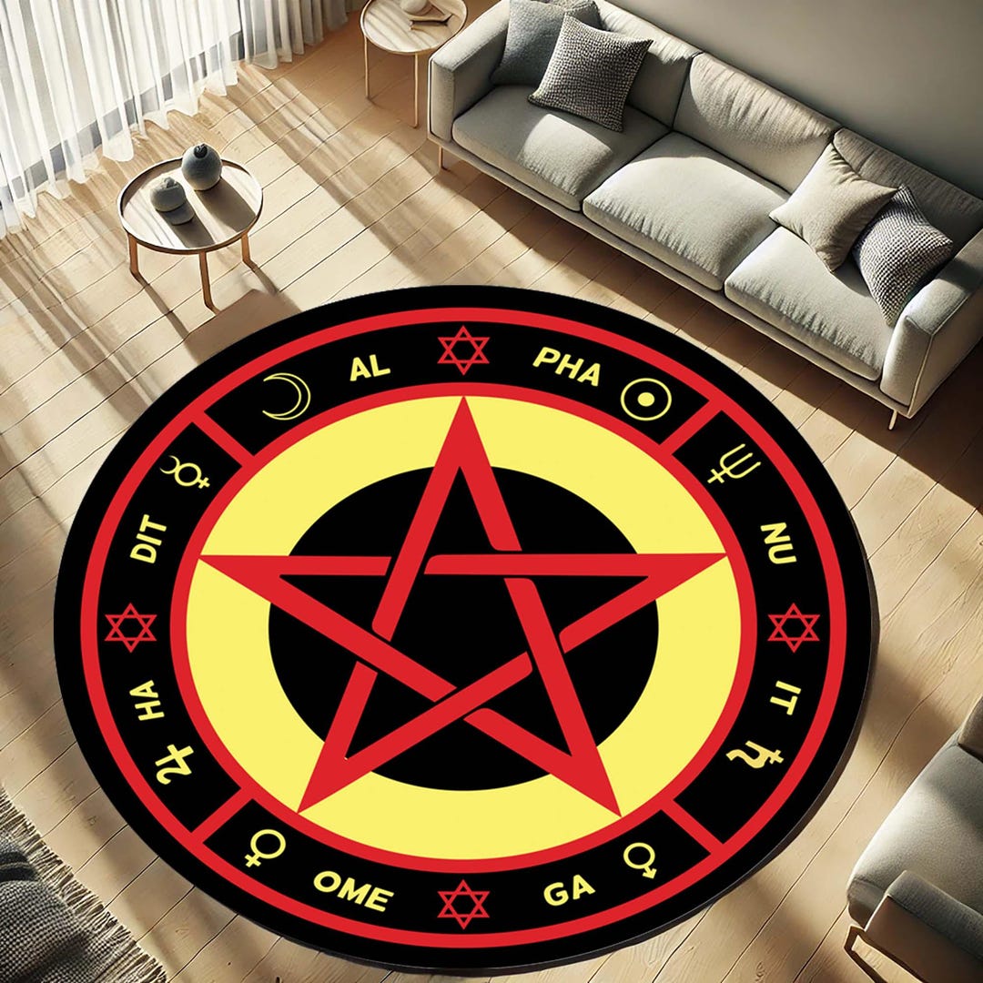 The Love Witch Rug, Occult Pentagram Rug, Witchcraft Round Carpet ...