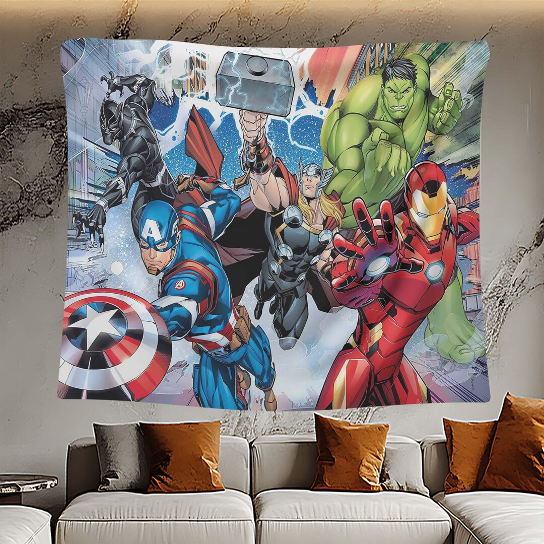 Superhero Wall Hanging, Comic Book Decor, Spiderman Poster, Hulk Thor ...