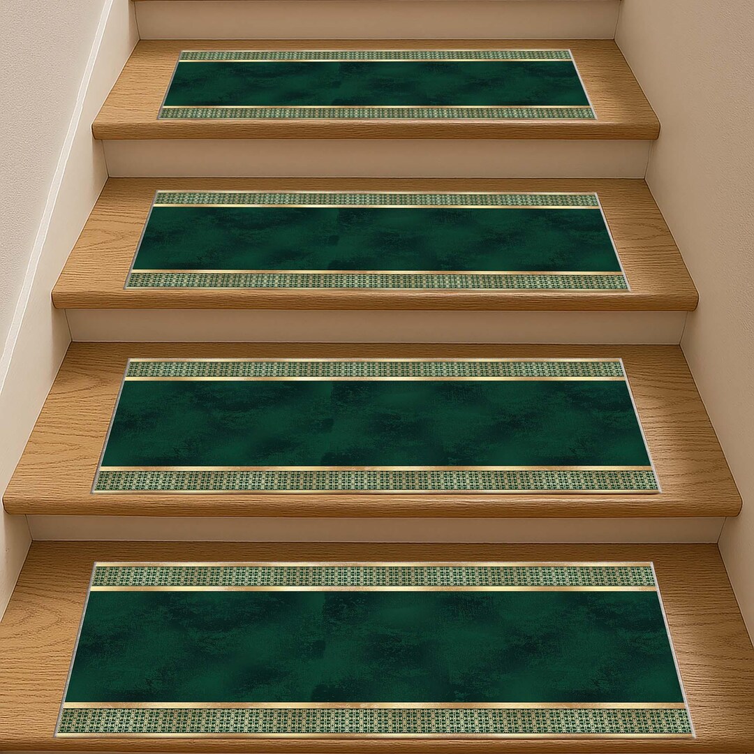 Emerald Green Stair Tread, Classic Minimalist Step Rug, Non Slip Carpet ...