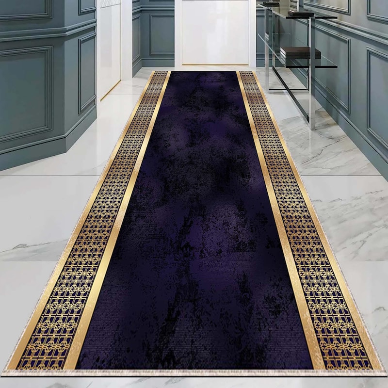 Burgundy Blue Runner Rug - Etsy UK