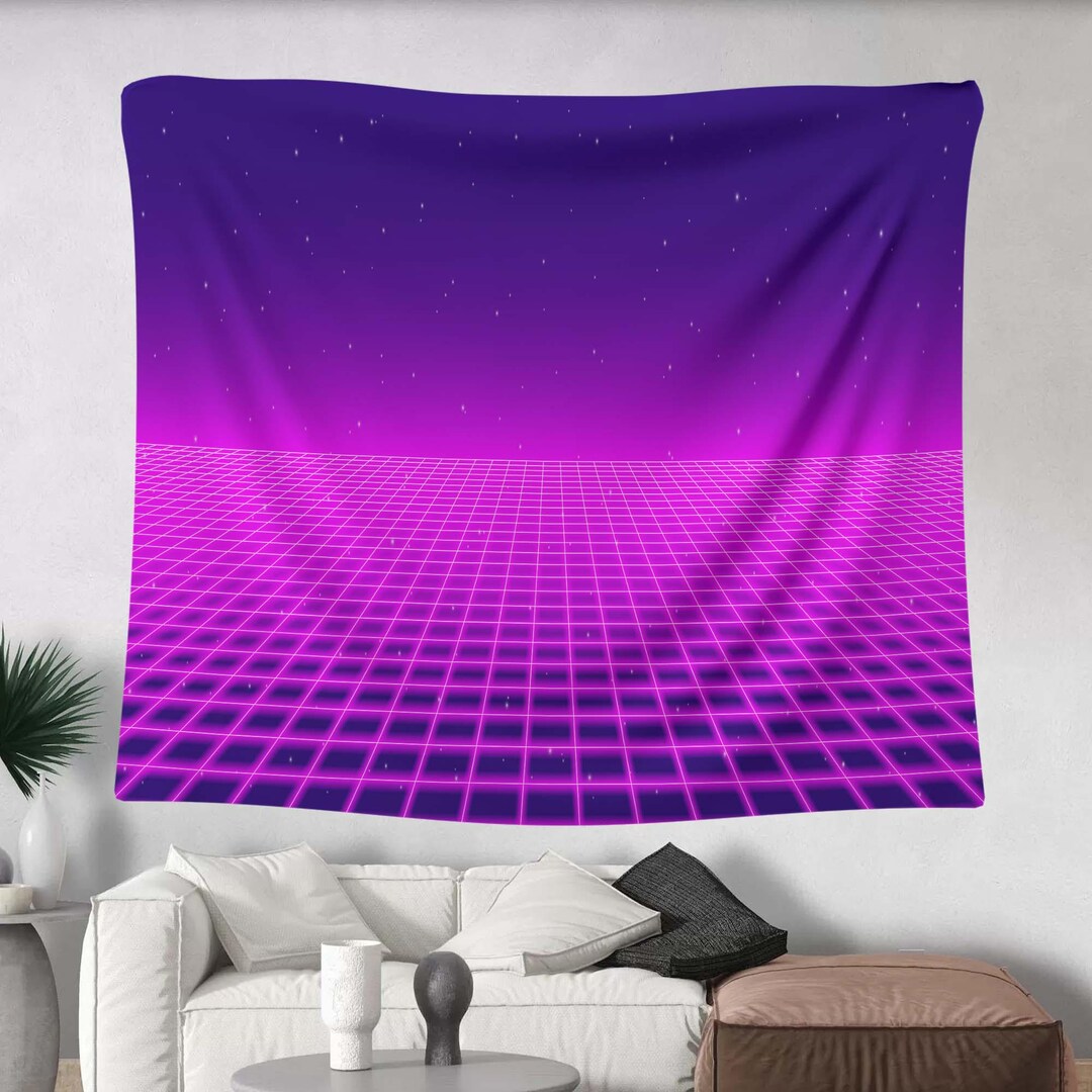 Synthwave Tapestry, Retro Futuristic Wall Art, Vaporwave Decor, 80s ...