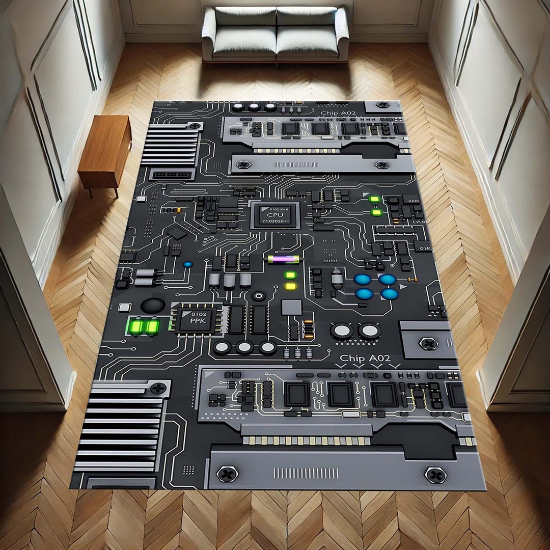 Motherboard Circuit Rug, Tech-inspired Design, High-tech Living Room ...