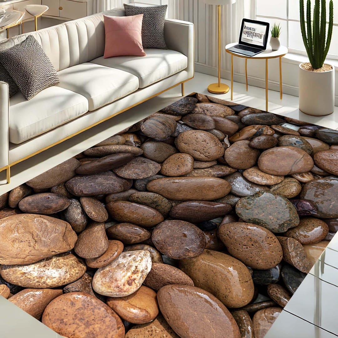 Pebble Patterned Carpet, Natural Stone Look Carpet, Rustic Style Floor ...