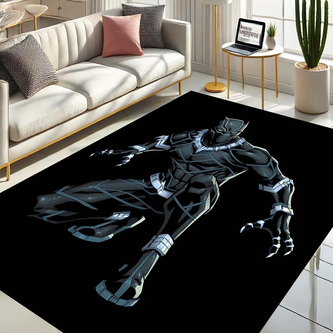 Black Panther Rug, Superhero Area Rug, Wakanda Decor, Kids Room Rug ...