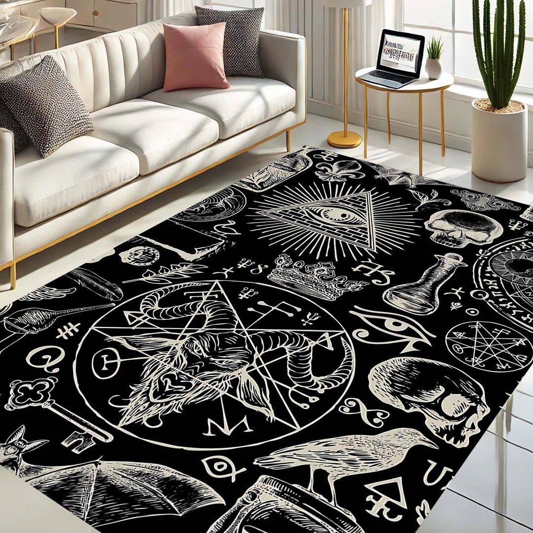 Occult Area Rug, Gothic Decor Rug, Dark Magic, Witchy Floor Mat, All ...