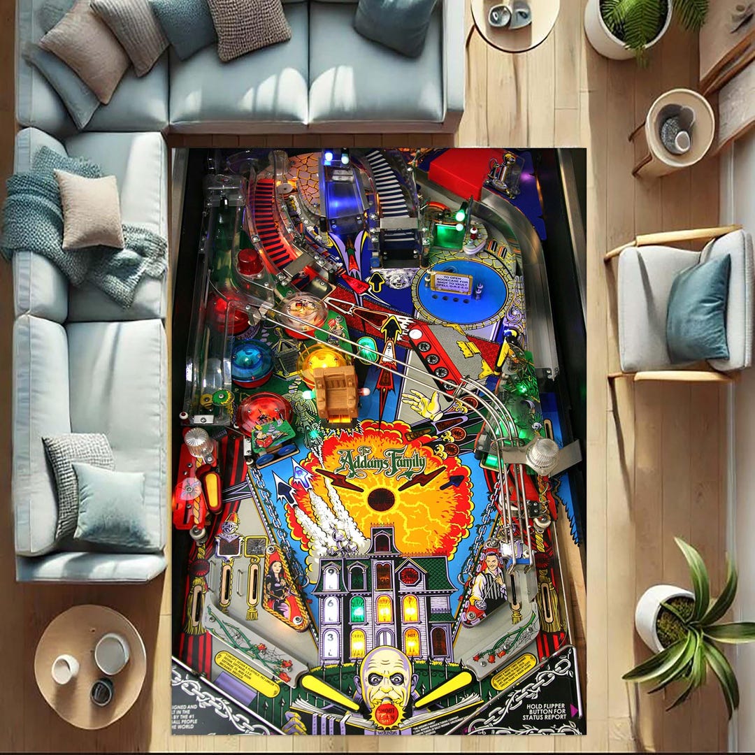 Pinball Design Rug, Arcade Game Style, Pinball Gaming Theme, Addams ...