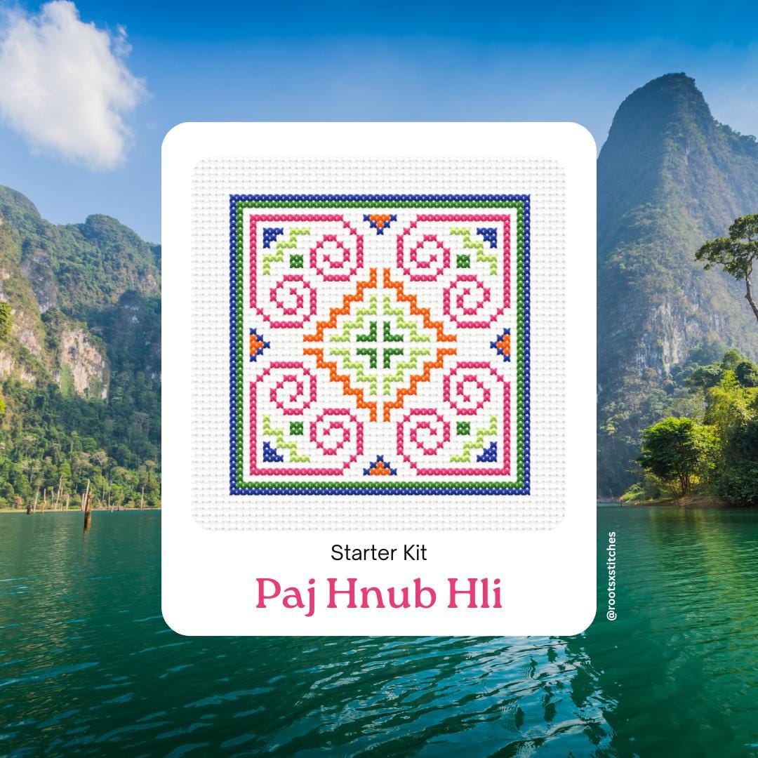 Hmong Cross Stitch Kit, Hmong Embroidery Kit, Learn Hmong Paj Ntaub, Cross Stitch for Beginners ...