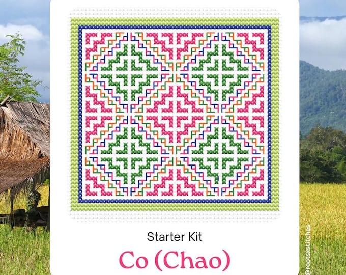 Hmong Cross Stitch Kit: Paj Ntaub Embroidery | Co (chao) Design - Etsy