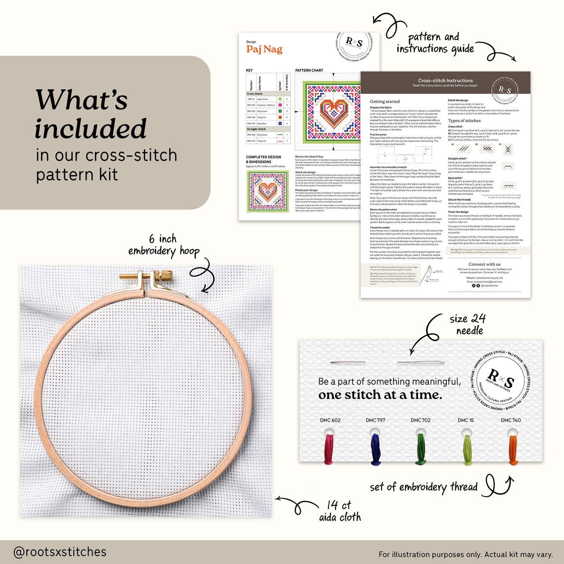 Hmong Cross Stitch Kit: Paj Ntaub Embroidery | Paj Nag - Etsy