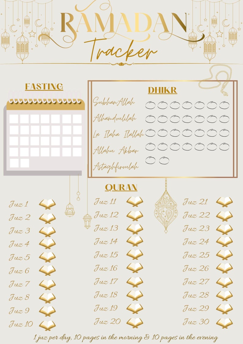 Ramadan Tracker 2025 quran, Dhikr & Fasting - Etsy