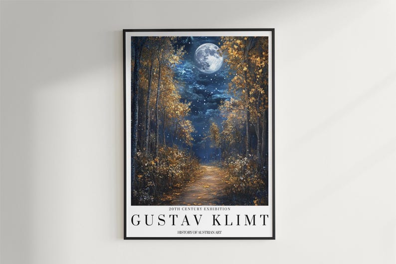 Gustav Klimt Moonlit Forest Path Poster Art Print, Dreamlike Night ...