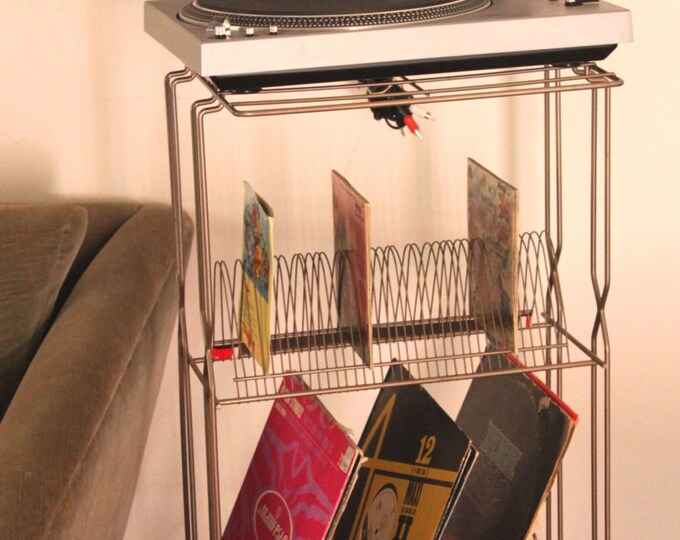 Vintage Mid Century Modern Metal Record Stand Turntable Holder Reserved ...