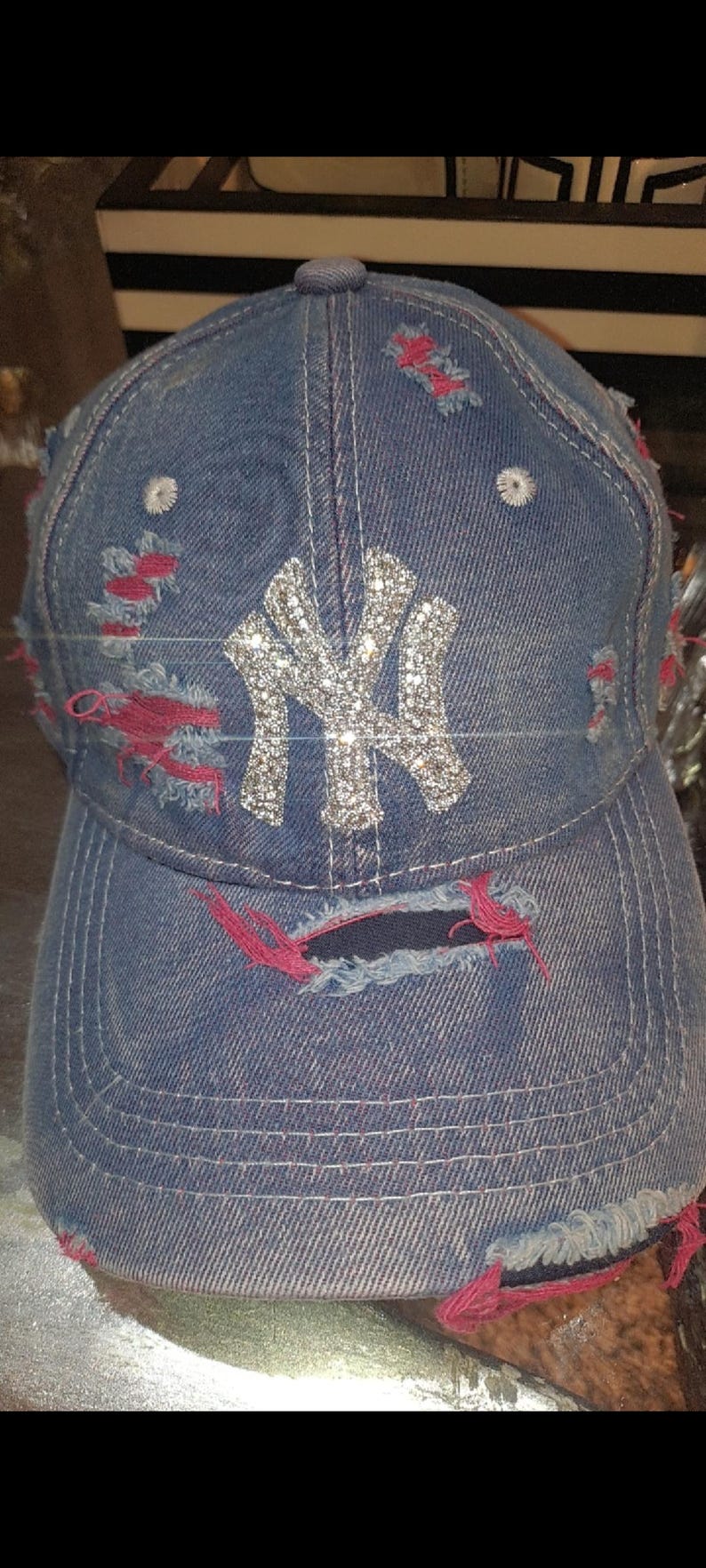 Shredded Denim NY and LA Bling Hats - Etsy
