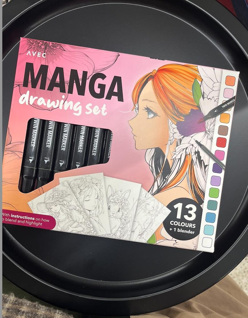 Manga Coloring Set 36-piece – Painting Set With 13 Colors, Art Liner ...