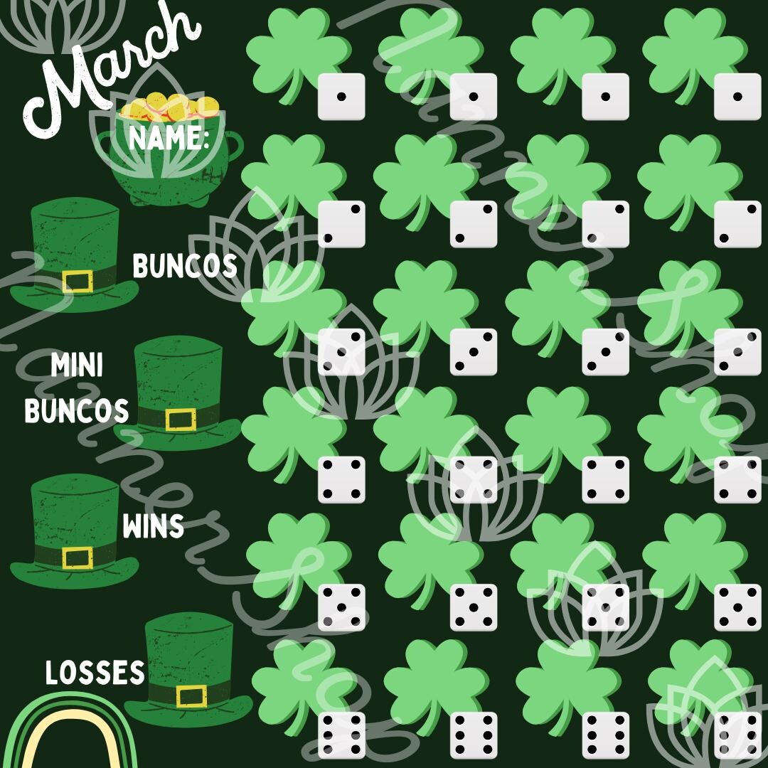 March Bunco Card Digital Download - Etsy