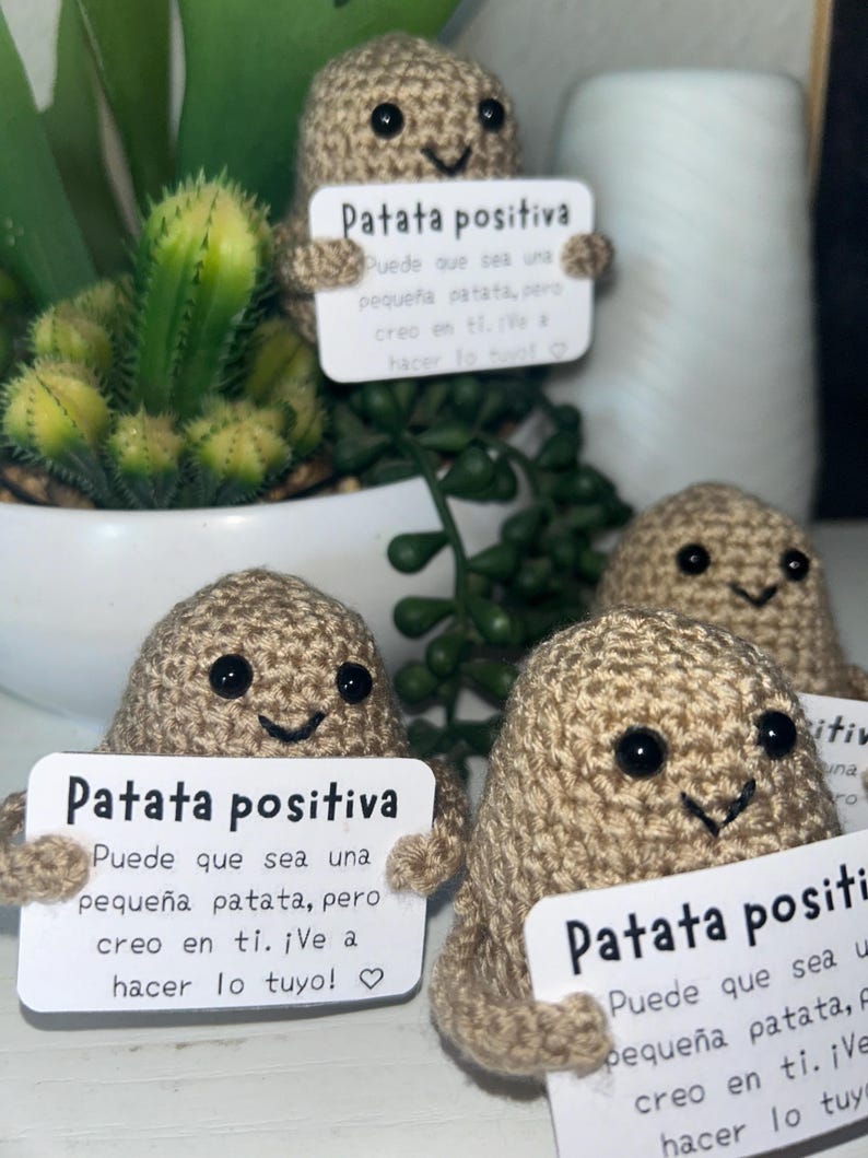PDF Crochet Pattern + Message Signs - Positive Potato Amigurumi - 3 ...