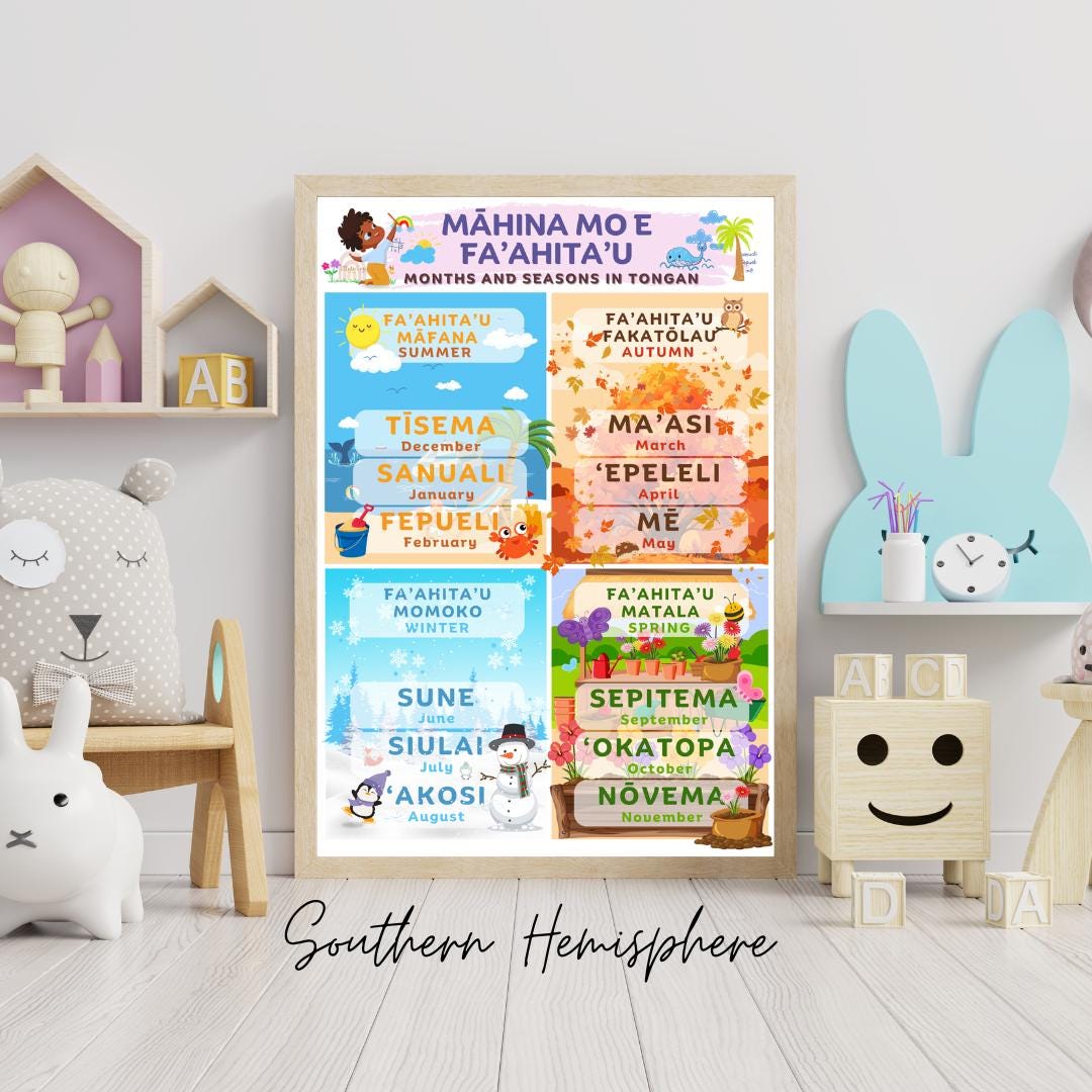 Months of the Year and Seasons in the Tongan Language - Digital Prints ...