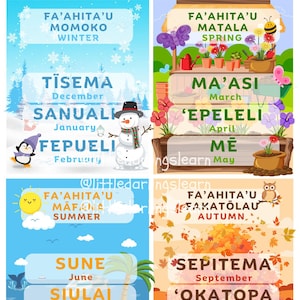 Months of the Year and Seasons in the Tongan Language - Digital Prints ...