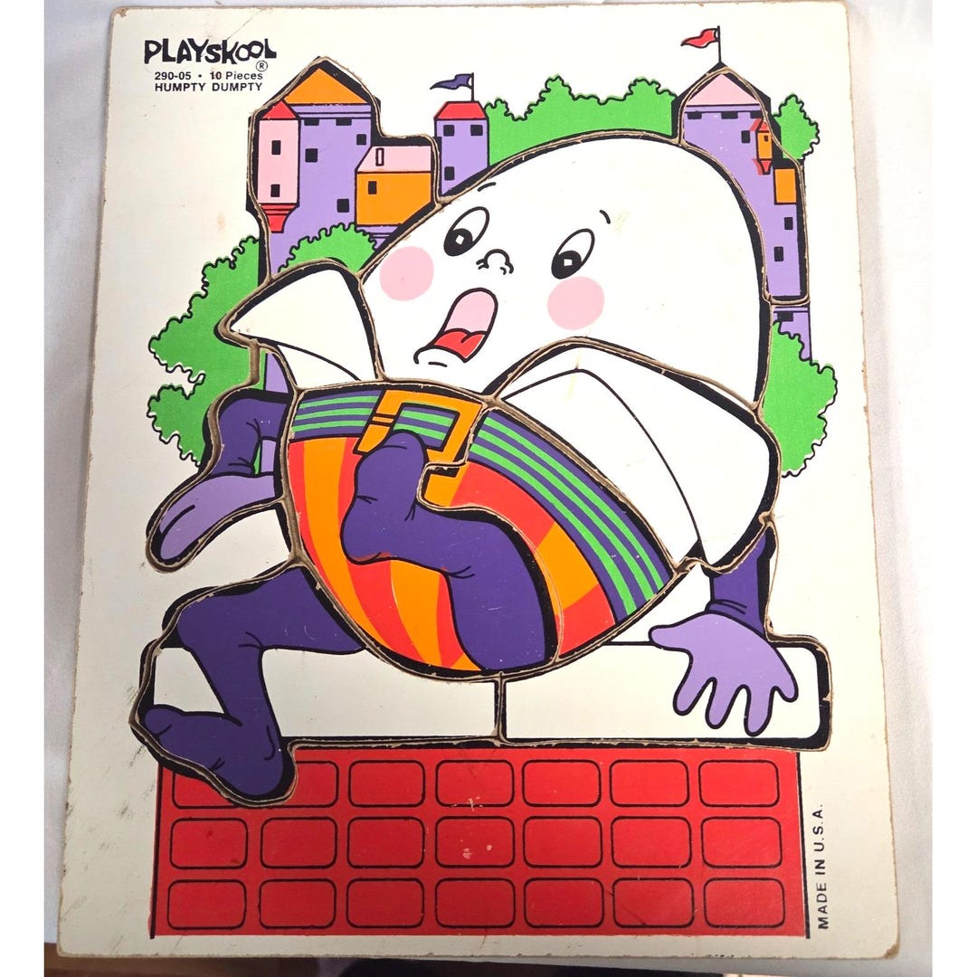 Vintage Playskool 290-05 Humpty Dumpty Wooden Puzzle - Etsy
