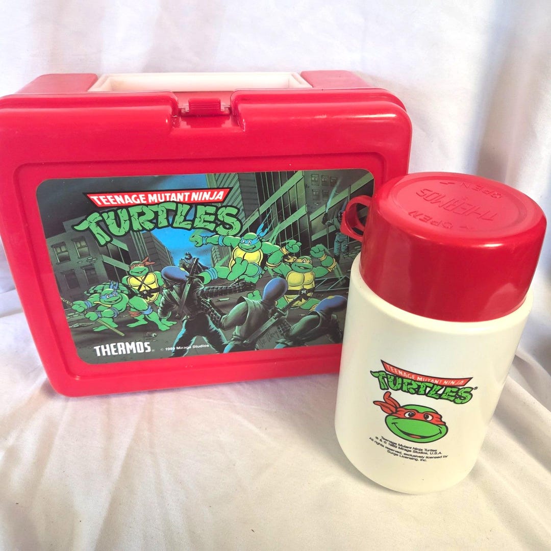 VTG 1989 TMNT Red Lunchbox Teenage Mutant Ninja Turtles Thermos Mirage ...