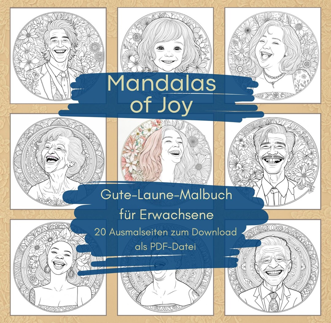 Mandalas of Joy: Smiling Faces Coloring Book for Adults - Celebrate ...