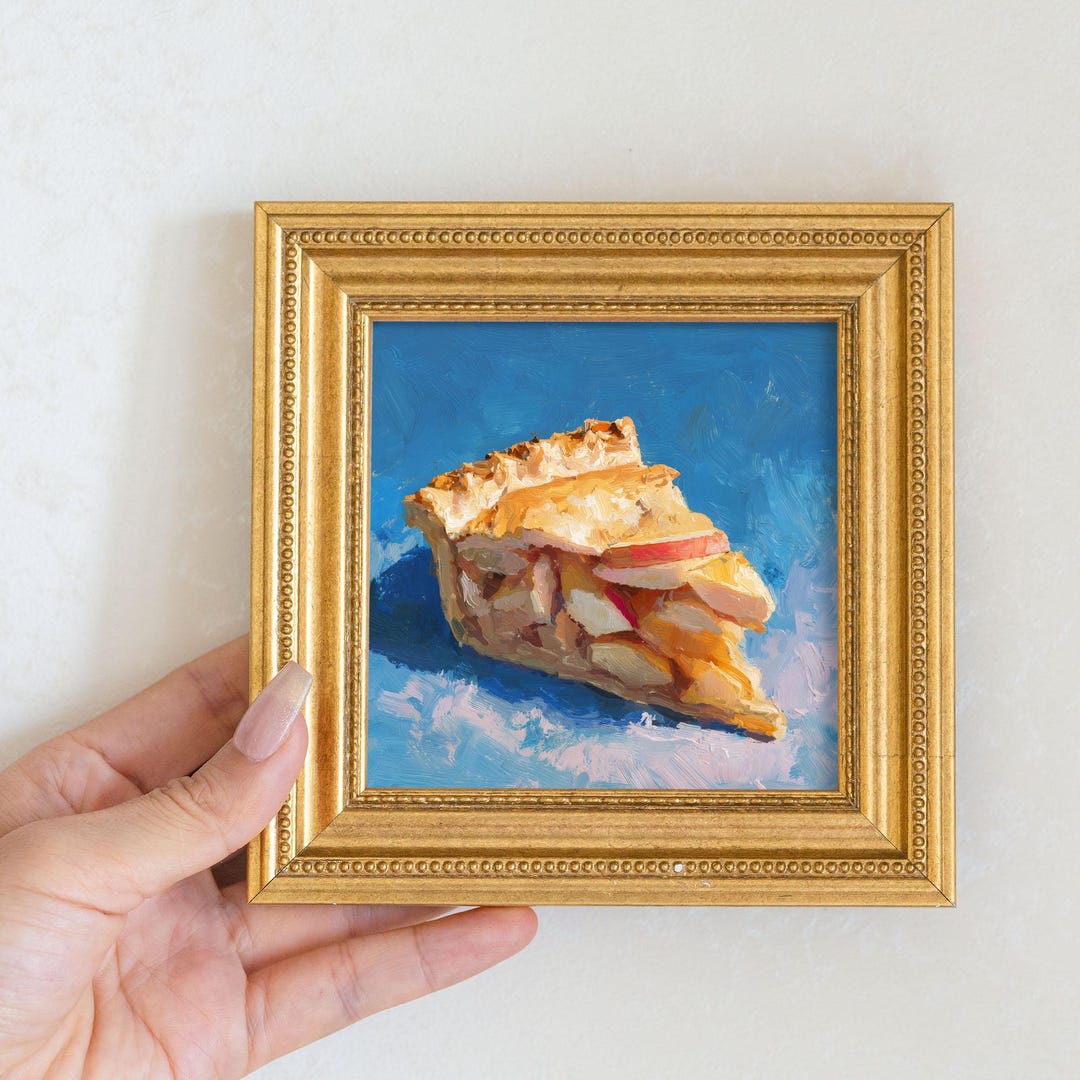 Mini Apple Pie Oil Painting: Rustic Kitchen Still Life in Gold Frame - Etsy