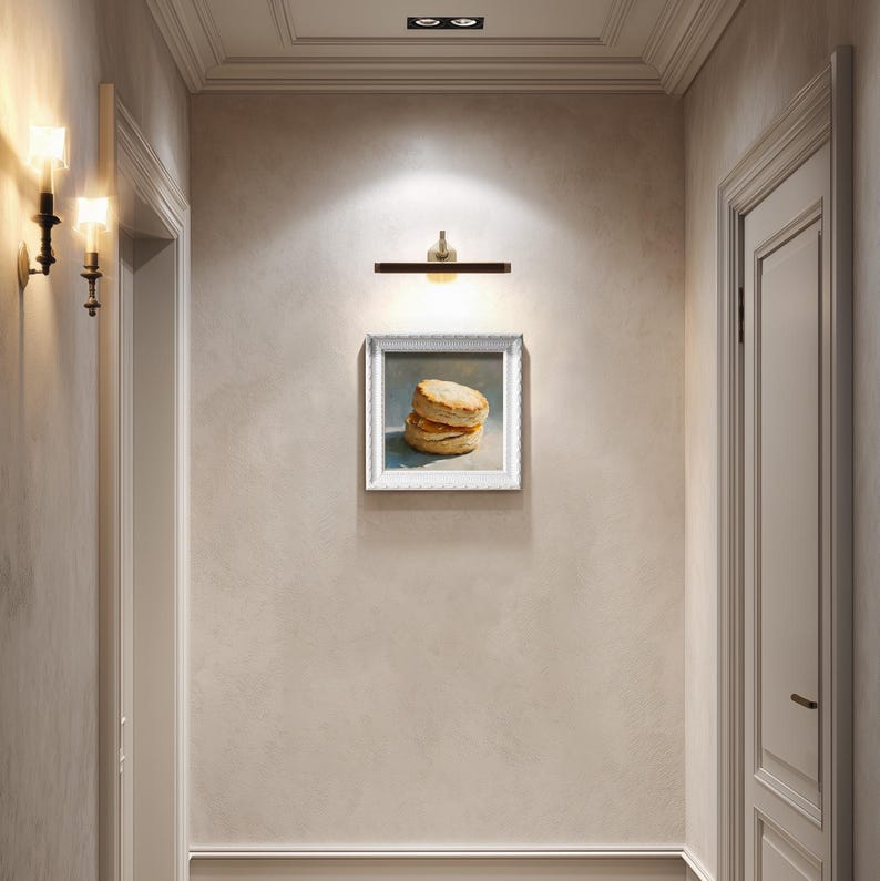 Mini Biscuit Oil Painting in Gold Frame, Still Life Art Gift for Wall ...