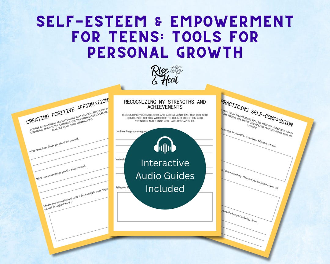 Self-esteem & Empowerment Worksheets for Teens - Printable With Guided ...
