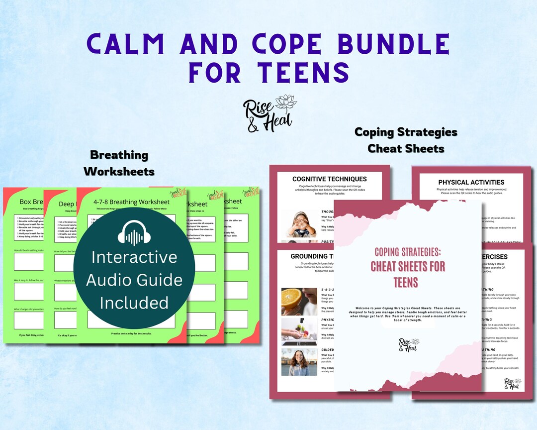 Calm and Cope Bundle for Teens - Printable Breathing & Coping Tools With Guided Audio - Etsy