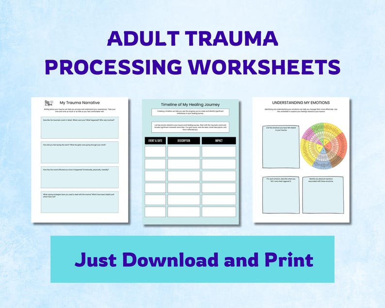 Trauma Processing Worksheets for Adults - Printable With Guided Audio ...