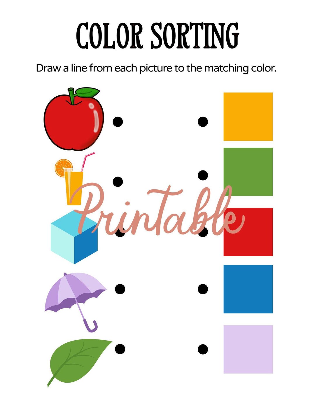 Color Sorting Worksheet for Preschool & Toddlers - Etsy