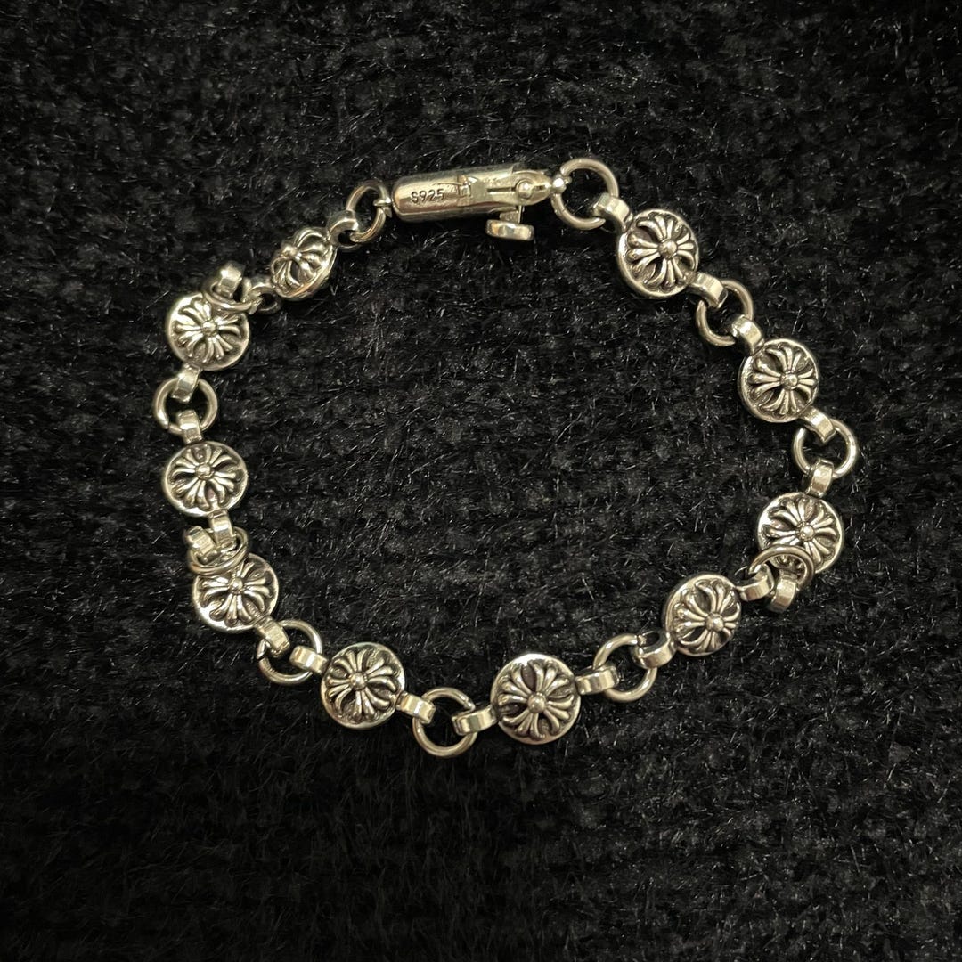 Y2K Chrome CH Gothic Style Chrome Bracelet Silver Punk Dice - Etsy