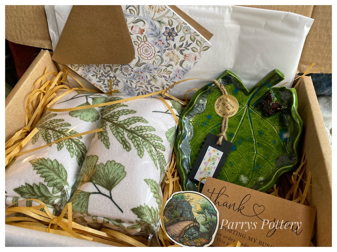 Gift Box Set - Handmade Ceramics Pottery - Handmade Ceramic Leaf Dish ...