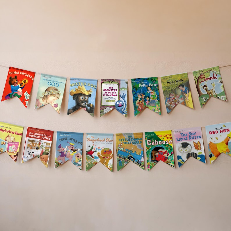 Little Golden Book Bunting Banner, Golden Book Party Banner Printable ...
