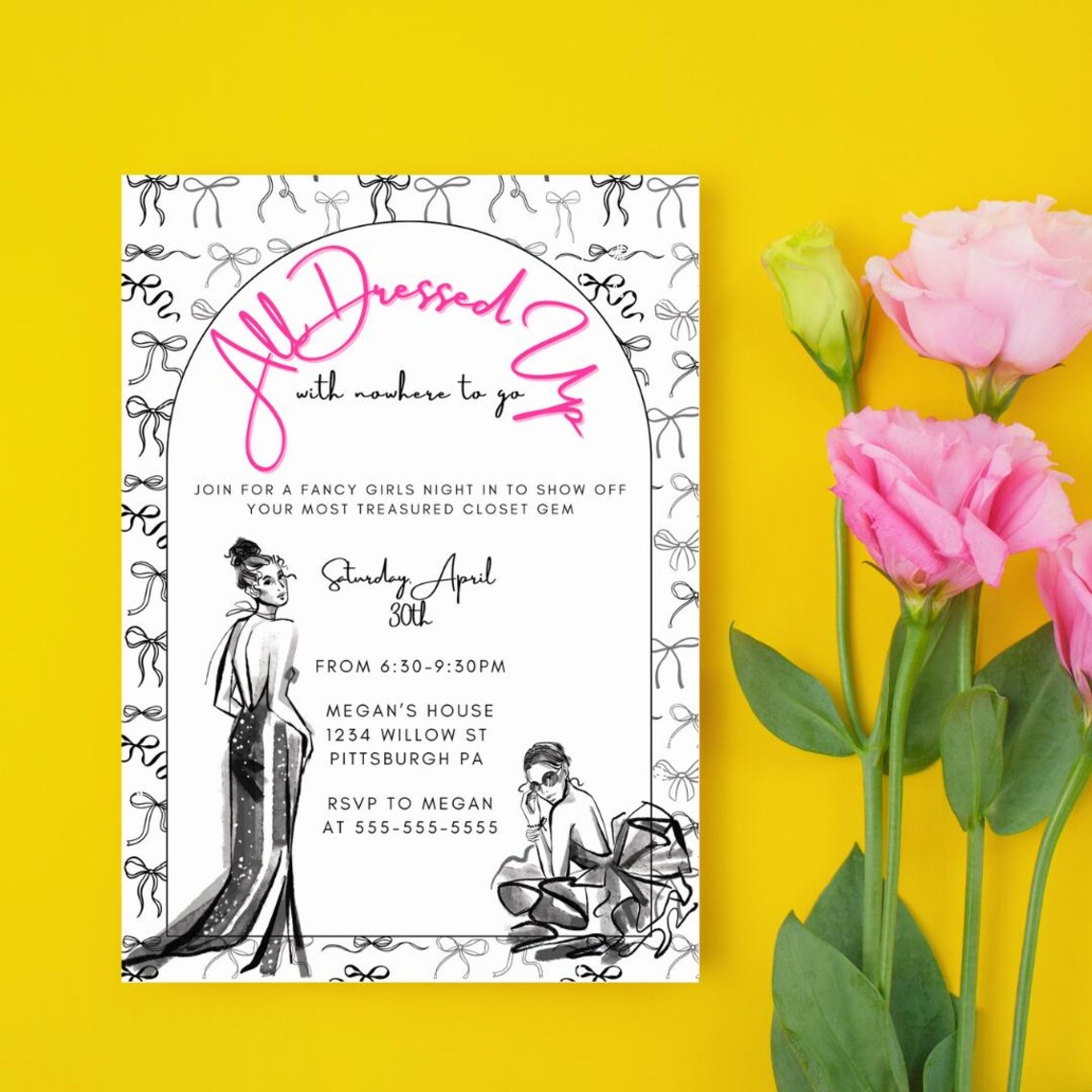 Girls Night in Invitation - All Dressed up & Nowhere to Go Theme ...