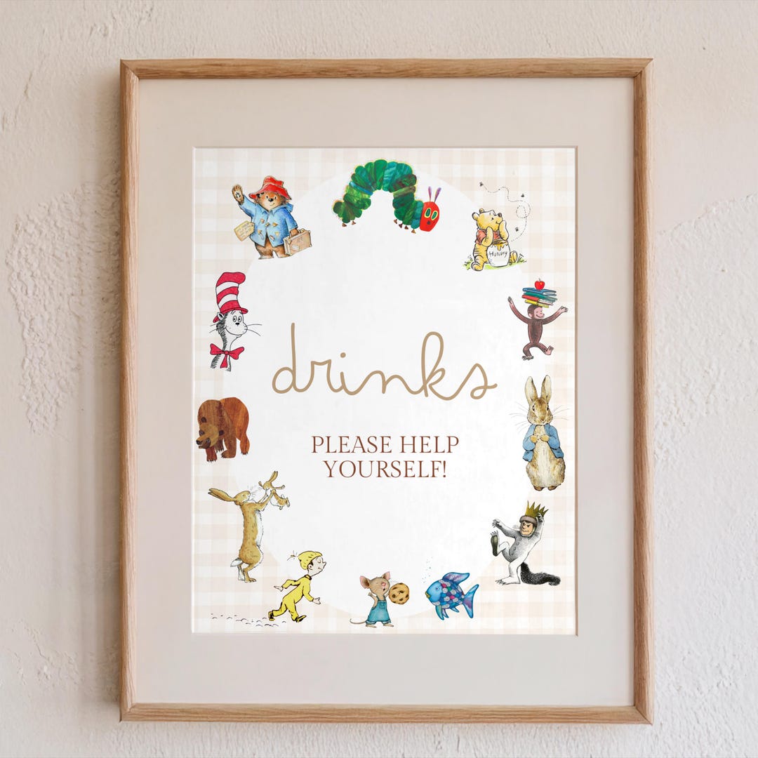 First Birthday Table Signs | One for the Books | Storybook Birthday ...