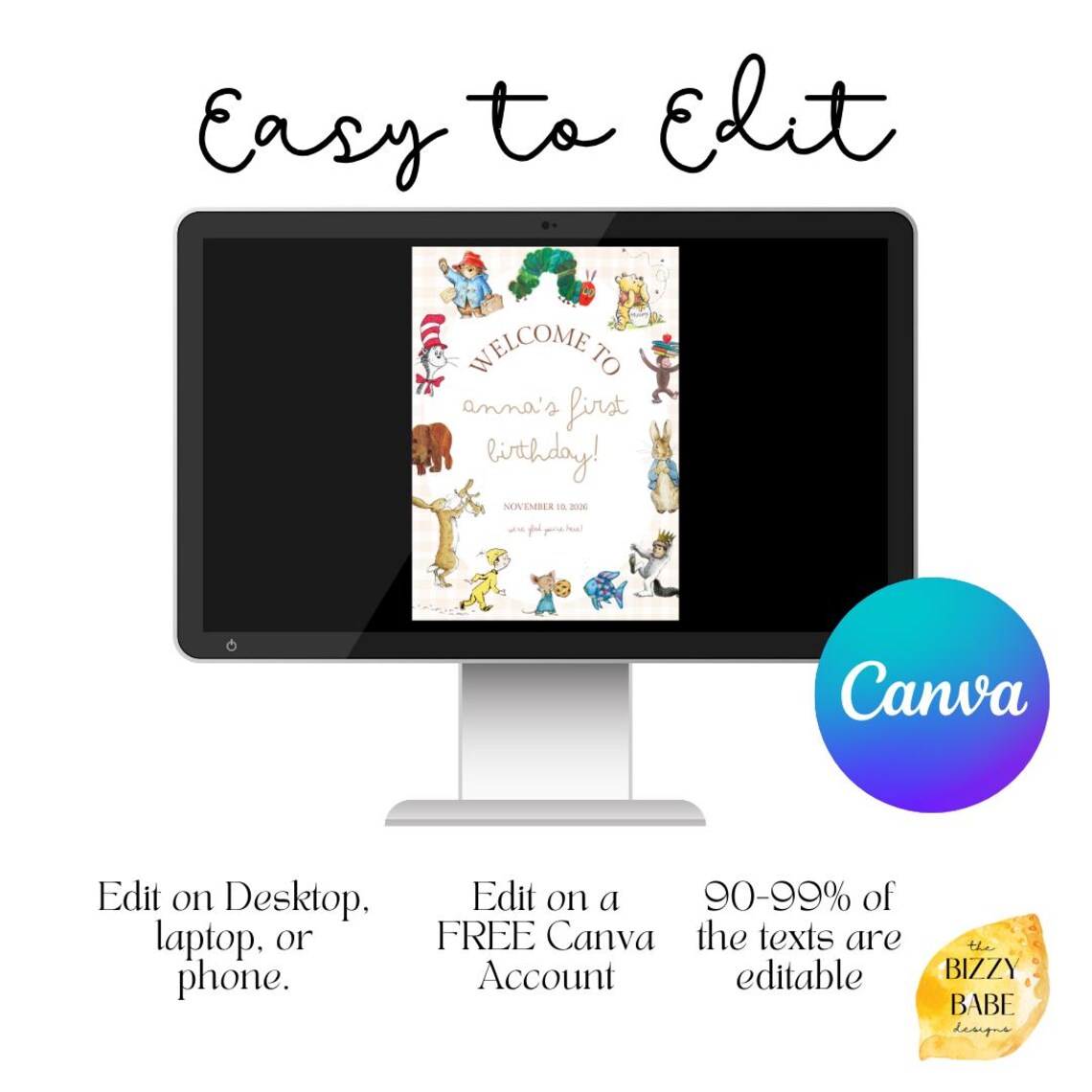 First Birthday Welcome Sign | One for the Books Storybook Birthday ...