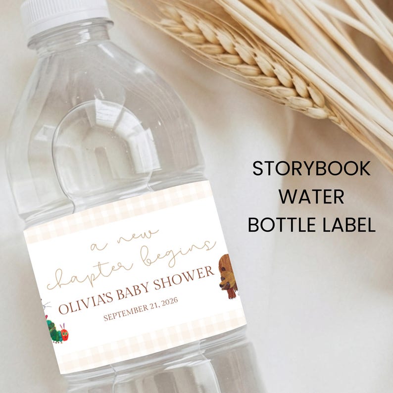 A New Chapter Begins Water Bottle Labels | Storybook Baby Shower Drink ...