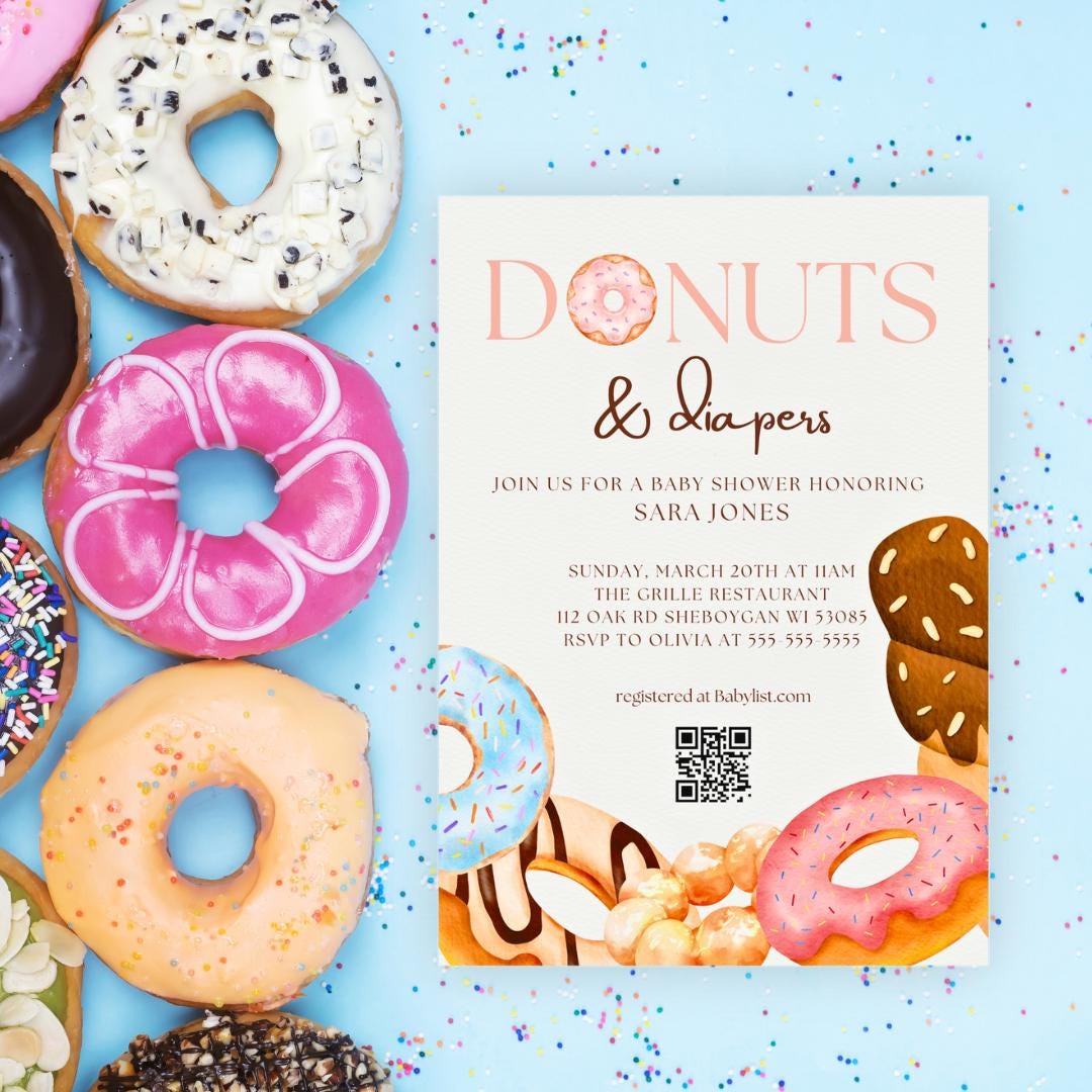 Editable Donut and Diapers Sprinkle Invitation Sprinkled With Love Coed ...