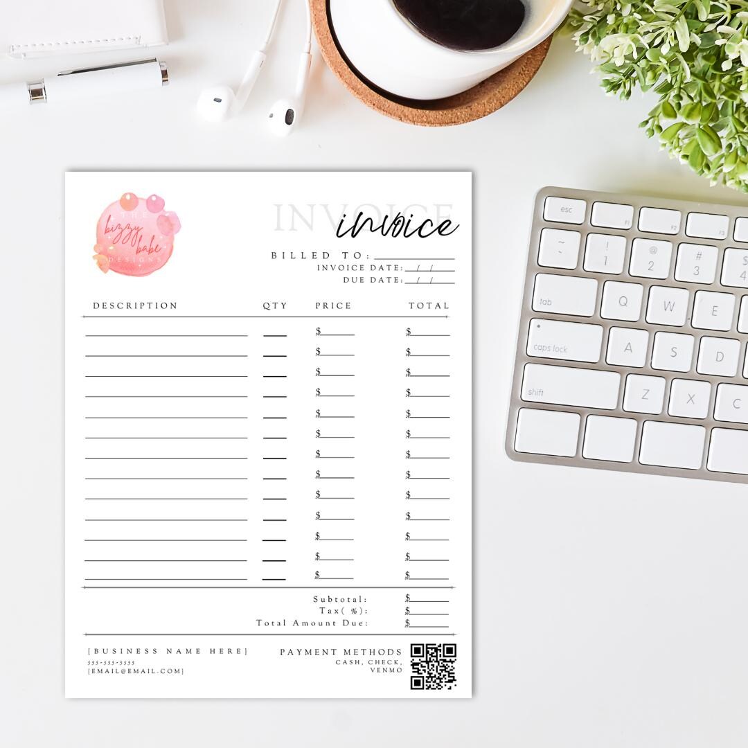 Customizable Printable Invoice for Small Business - Handwrite Ready - Etsy