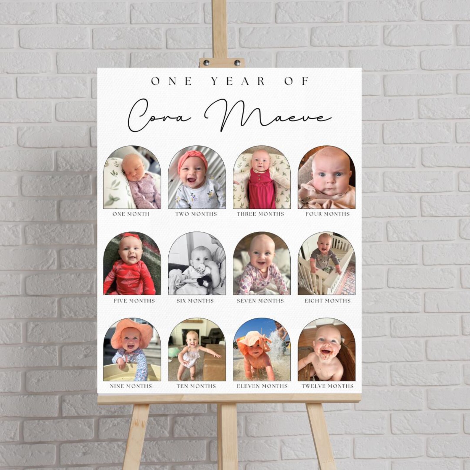 Modern Baby's First Year Photo Collage Poster: Editable Monthly ...